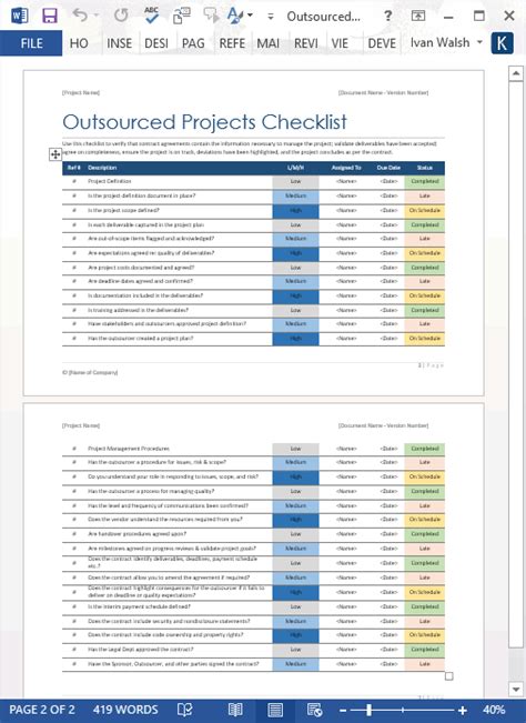 Software Release Checklist Template