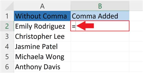 How To Add A Comma In Microsoft Excel Between Names Spreadcheaters