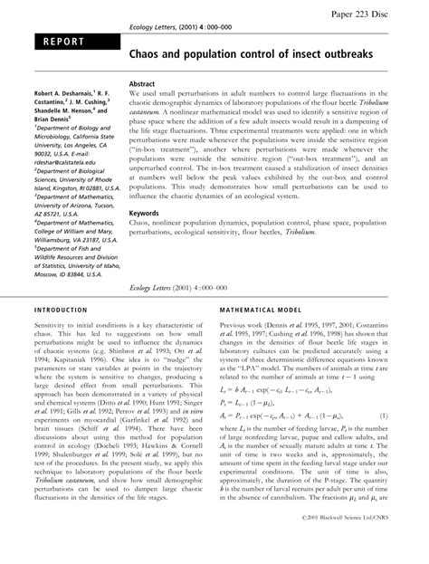 Pdf Chaos And Population Of Insect Outbreaks