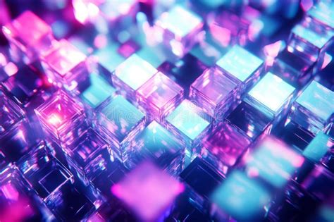 A Surreal 3d Abstract Background Displaying A Levitating Array Of Radiant Iridescent Cubes
