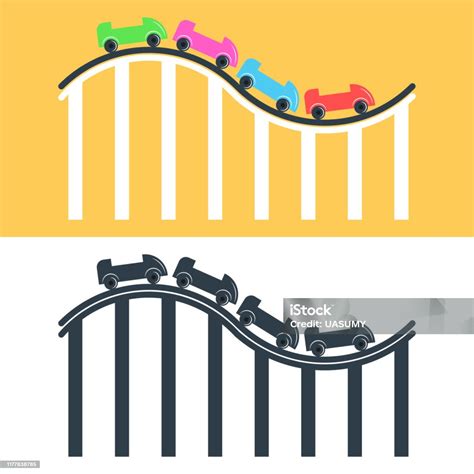 롤러 코스터 로고 또는 아이콘 세트 멀티 컬러 와 흑백 평면 일러스트 놀이 공원 포인터 롤러 코스터 롤러코스터에 대한 스톡 벡터 아트 및 기타 이미지 Istock