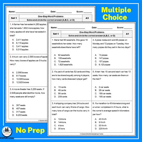 One Step Word Problems Worksheets Set Add Subtract Multiply Or Divide Made By Teachers