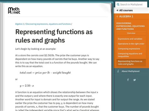Math Planet Algebra 1 Representing Functions As Rules And Graphs