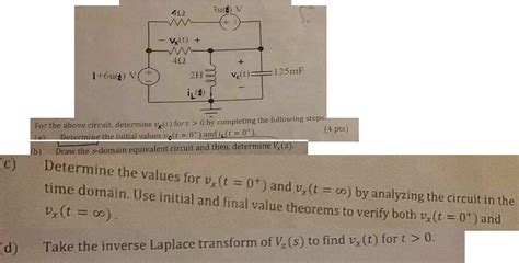 solved for the above circuit determine v x t for t 0