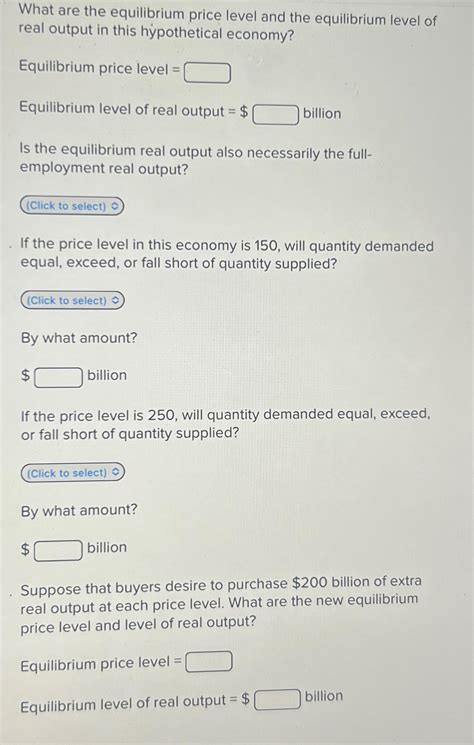 Solved What Are The Equilibrium Price Level And The