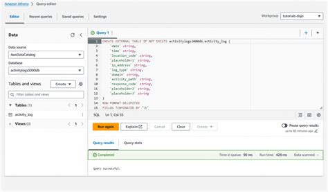 Guided Lab Amazon Athena Data Querying And Table Creation Tutorials Dojo