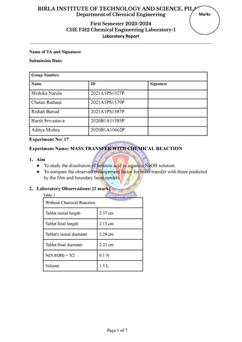 Group Expt Lab Report BIRLA INSTITUTE OF TECHNOLOGY AND SCIENCE PILANI Department Of