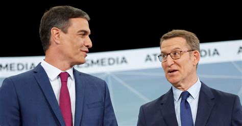 Elecciones España 2023 El Presidente Del Gobierno Sánchez Y Su Rival