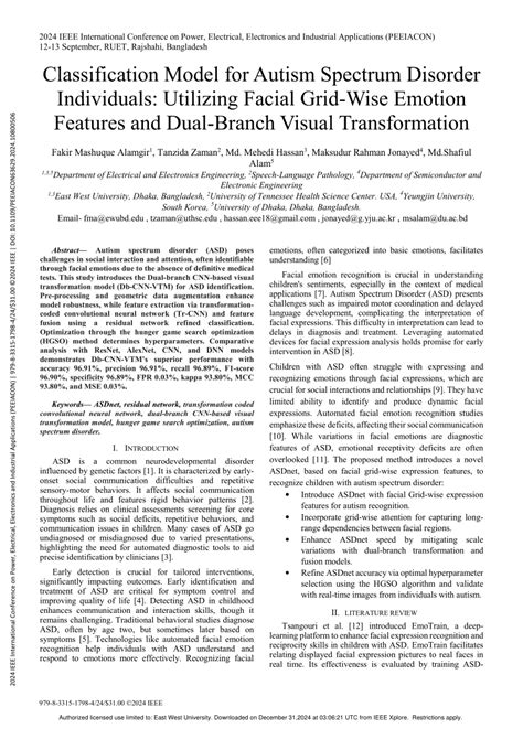 Pdf Classification Model For Autism Spectrum Disorder Individuals Utilizing Facial Grid Wise