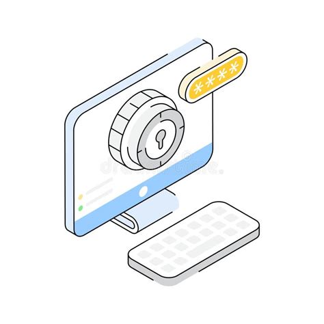 An Isometric Outline Icon Of Secured System Password Access Stock Vector Illustration Of Cyber