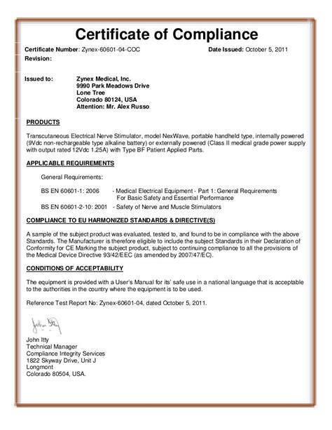 Zmpczm016000 13 03 Certificate Of Compliance
