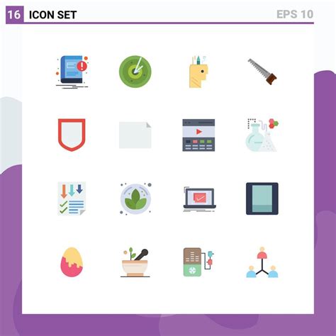 Pictogram Set Of 16 Simple Flat Colors Of Protection Construction Education Bade Saw Editable
