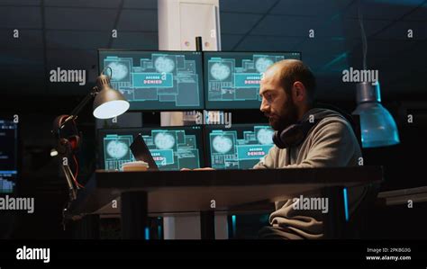 Aggressive Violent Hacker Trying To Hack Network In Office Feeling Mad