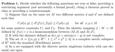 Solved Problem 1 Decide Whether The Following Assertions