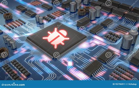 Internet Security And Anti Virus Protection Concept Malware Or Virus Inside Microchip On