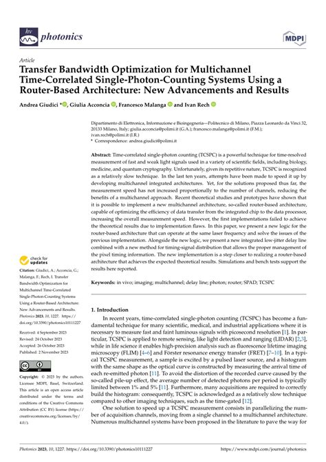 PDF Transfer Bandwidth Optimization For Multichannel Time Correlated Single Photon Counting
