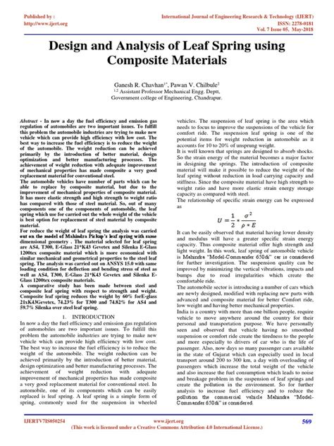 Design And Analysis Of Leaf Spring Using Composite Materials