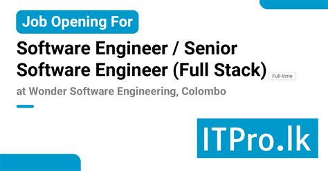 Software Engineer Senior Software Engineer Full Stack At Wonder