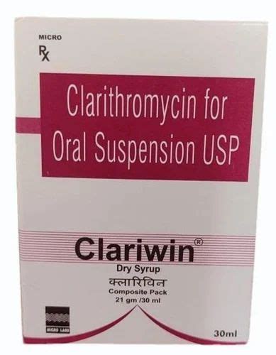 Clariwin Clarithromycin Usp Oral Suspension Dry Syrup 21 5g 30ml At ₹ 154 Box In Lucknow