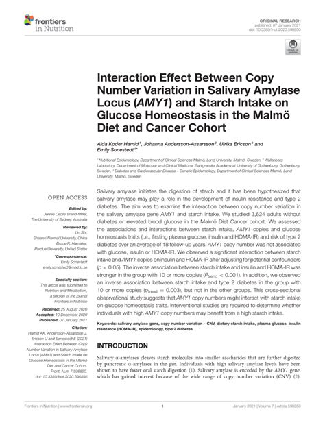 Pdf Interaction Effect Between Copy Number Variation In Salivary
