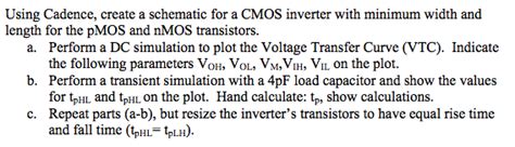 Solved Using Cadence Create A Schematic For A CMOS Inverter Chegg Com