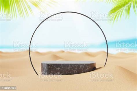 팜 비치 추상적인 배경에 제품 디스플레이 프레젠테이션을 위한 복사 공간이 있는 3d 연단 열대 여름과 휴가 개념 3차원 형태에 대한 스톡 사진 및 기타 이미지 Istock