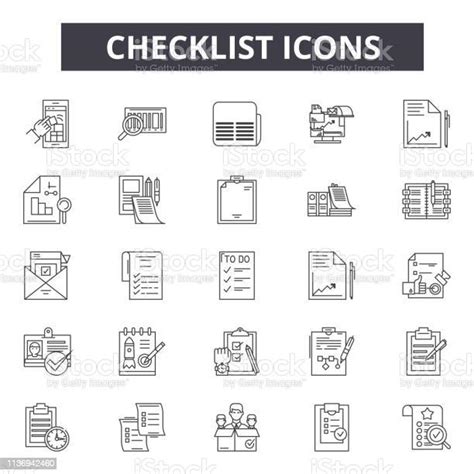 웹 및 모바일 디자인에 대 한 체크 리스트 라인 아이콘 편집 가능한 스트로크 기호입니다 체크 리스트 개요 개념 일러스트 개념에