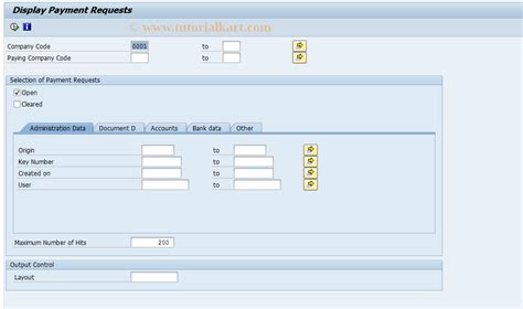 F BT SAP Tcode Display Payment Requests