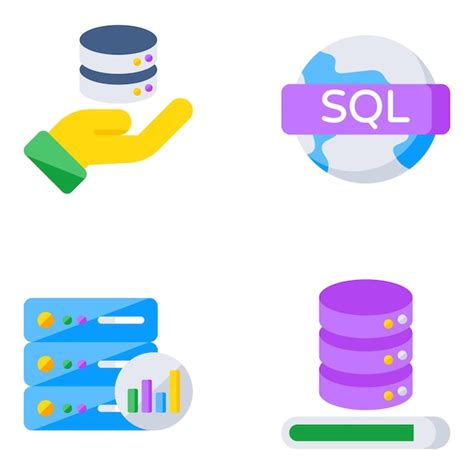 Premium Vector Pack Of Server And Database Flat Icons