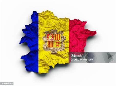 흰색 배경에 깃발 색상으로 덮인 안도라의 윤곽선 지도 조각의 3d 렌더링 0명에 대한 스톡 사진 및 기타 이미지 0명 3차원 형태 그림자 Istock