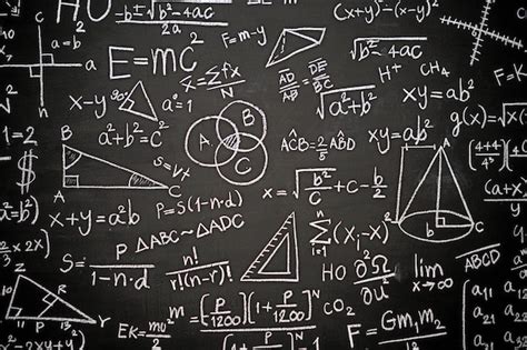 Blackboard Inscribed With Scientific Formulas And Calculations In