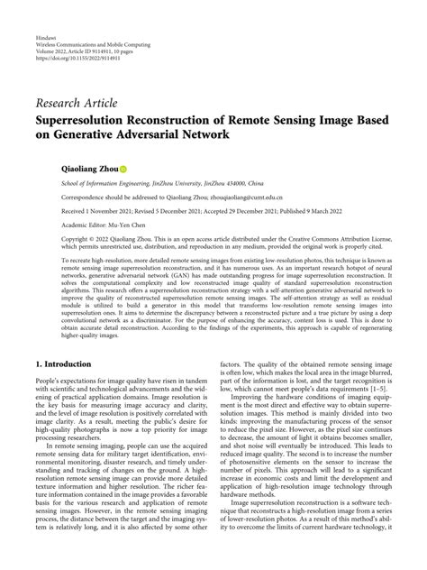 pdf superresolution reconstruction of remote sensing image based on