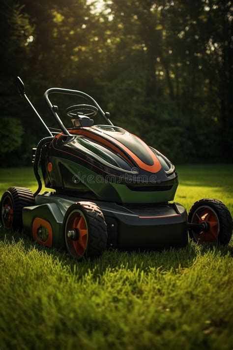 Lawn Robot Mows The Lawn Robotic Lawn Mower Cutting Grass Ai