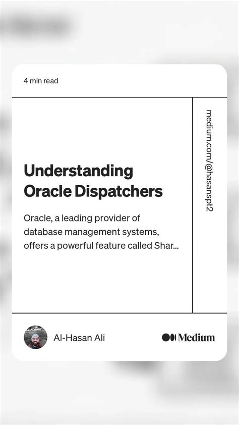 my article on oracle dispatchers al hasan ali posted on the topic