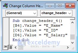 How To Change The Column Header Name In Excel VBA Examples