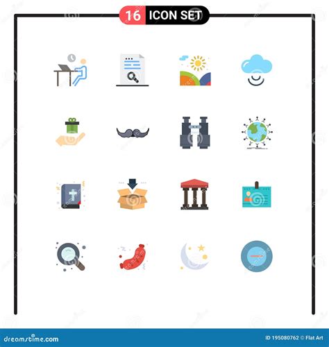 User Interface Pack Of 16 Basic Flat Colors Of T Signal File Cloud Lake Stock Vector