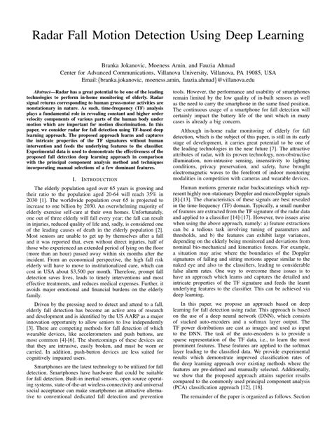 Pdf Radar Fall Motion Detection Using Deep Learning