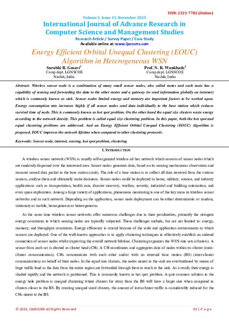 Pdf Energy Efficient Orbital Unequal Clustering Eouc Algorithm In