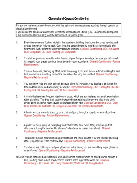 Classicaland Operant Conditioning Answers Pdf Classical