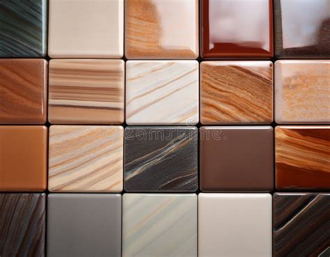 A Stack Of Ceramic Tiles In Varying Shades Of Earth Tones Arranged