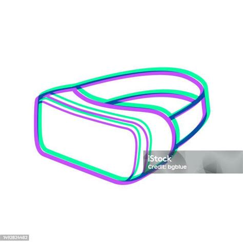 가상 현실 헤드셋 Vr 흰색 배경에 두 가지 색상이 오버레이된 아이콘 가상현실에 대한 스톡 벡터 아트 및 기타 이미지 가상