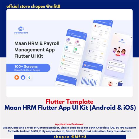 Jual Flutter Template Maan Hrm Flutter App Ui Kit Android And Ios