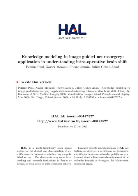 Pdf Knowledge Modeling In Image Guided Neurosurgery Application In