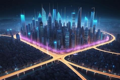 Premium Photo Smart City And Abstract Line And Dot Connect With Gradient Line Design Big Data