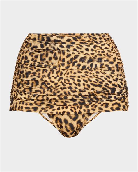 Norma Kamali Cheetah Patch Bill Ruched Bikini Bottoms Modesens