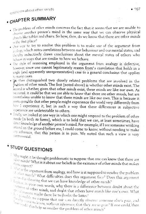 Kands Summary Philosophy Honours Sceplicsim Aboul Olher Minds Chapter Summary The Problem