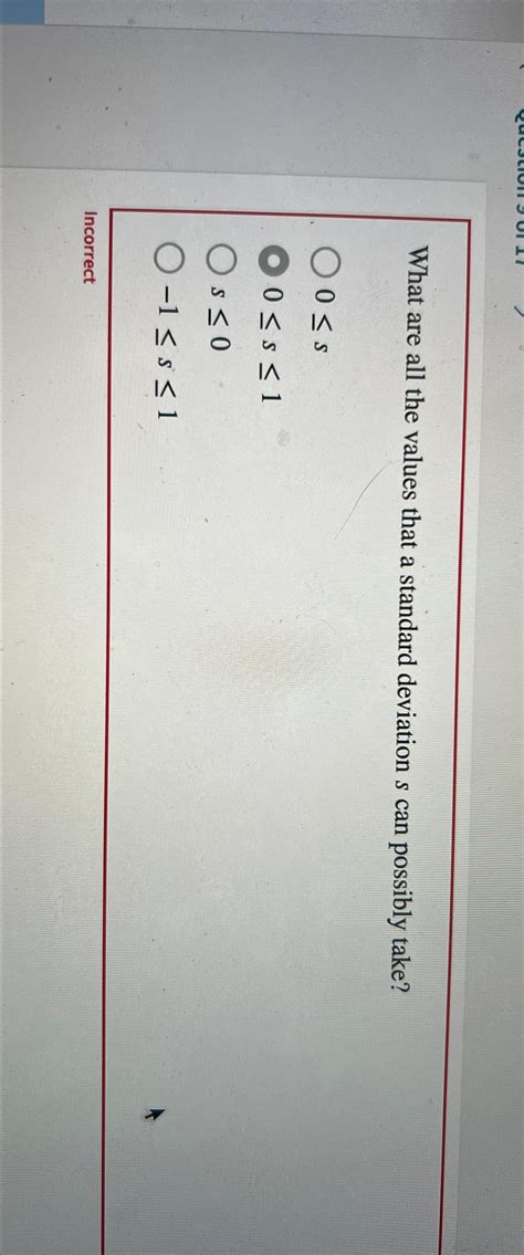 Solved What Are All The Values That A Standard Deviation S Chegg