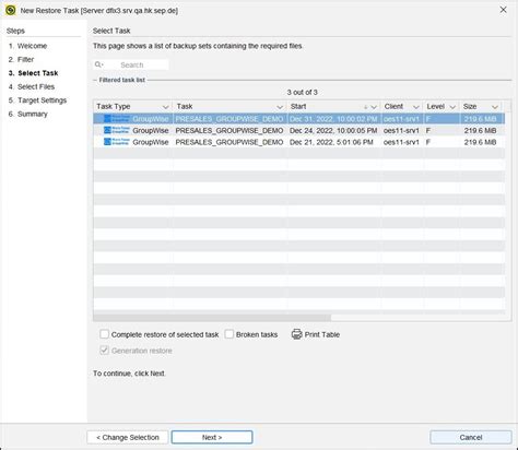Micro Focus GroupWise Restore SEPsesam