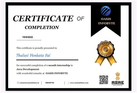 Thulasi Venkata Sai On Linkedin Connections Internship Java Oasisinfobyte Connections