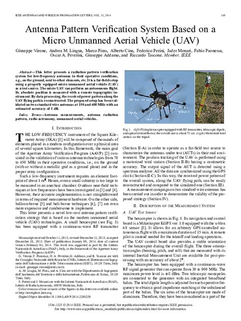 Pdf Antenna Pattern Verification System Based On A Micro Unmanned Aerial Vehicle Uav